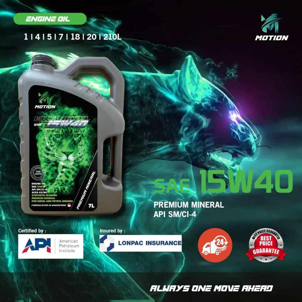 MOTION 15w40 7L API SM CI4 MINERAL Gasoline Diesel Engine Oil Car ...