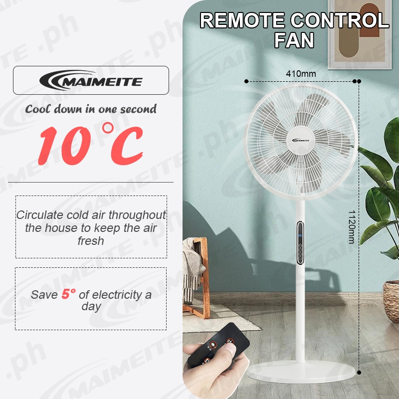 Maimeite 16 Inch Remote Control Floor Fan 5 Blade Strong Wind electric ...