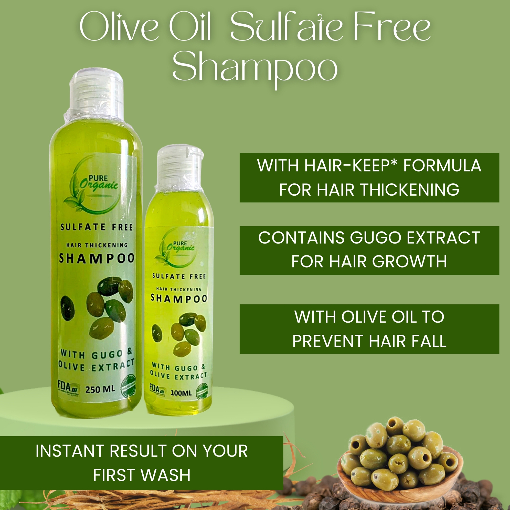 Sulfate Free Olive Shampoo by Pure Organic For Hair Growth and Hair ...