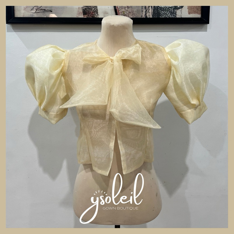 BOLERO PUFF SLEEVES WITH LINING AND RIBBON TIE | Shopee Philippines