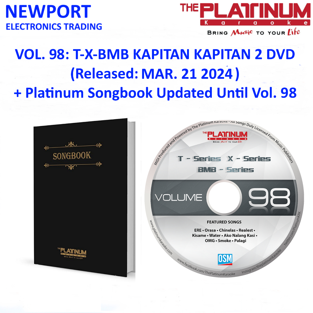 Volume 98: Platinum T-X-BMB KAPITAN 1, 2 Karaoke DVD and Platinum Song ...