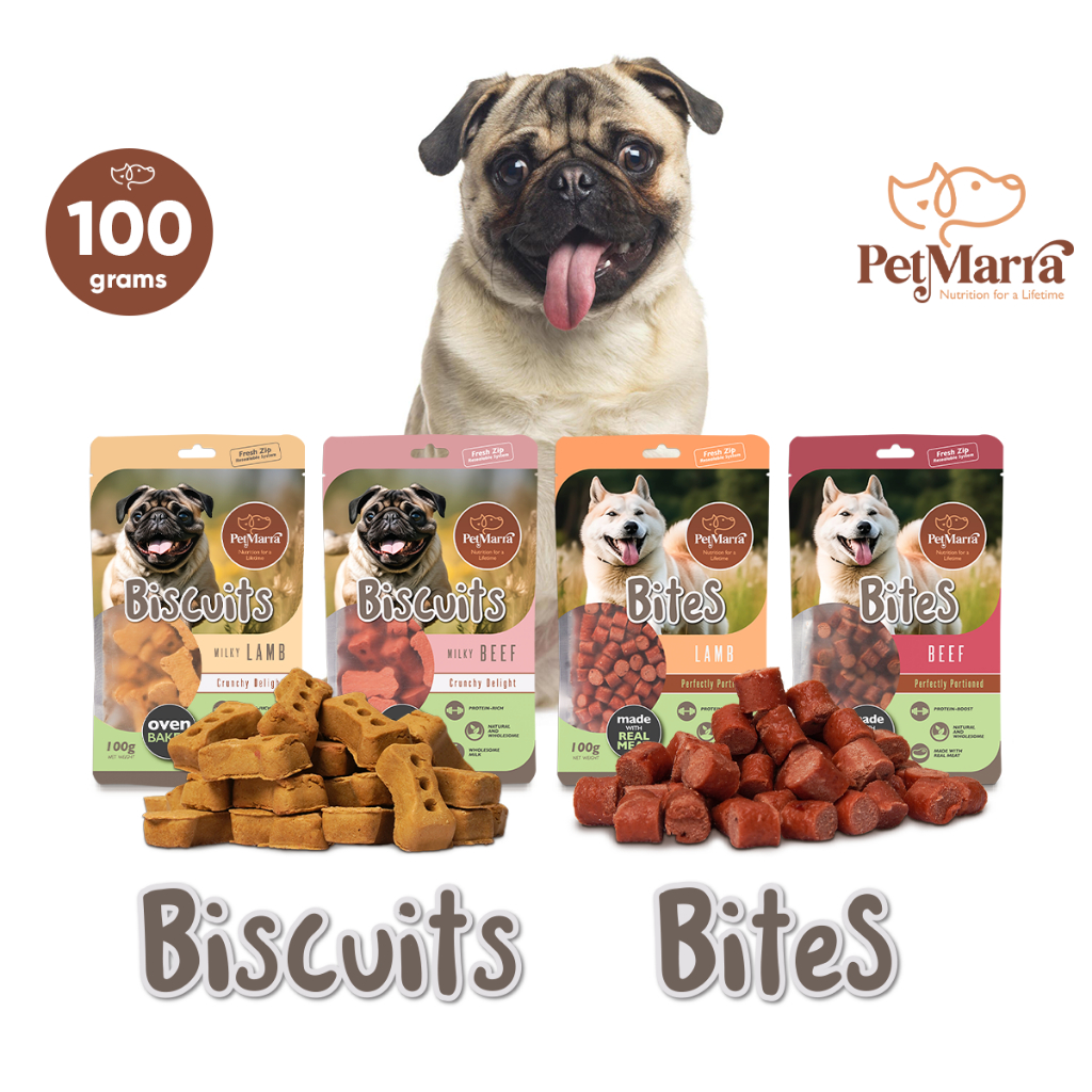 PetMarra Biscuits Bites Dog Treats Milky Beef Lamb Flavor 100g ...