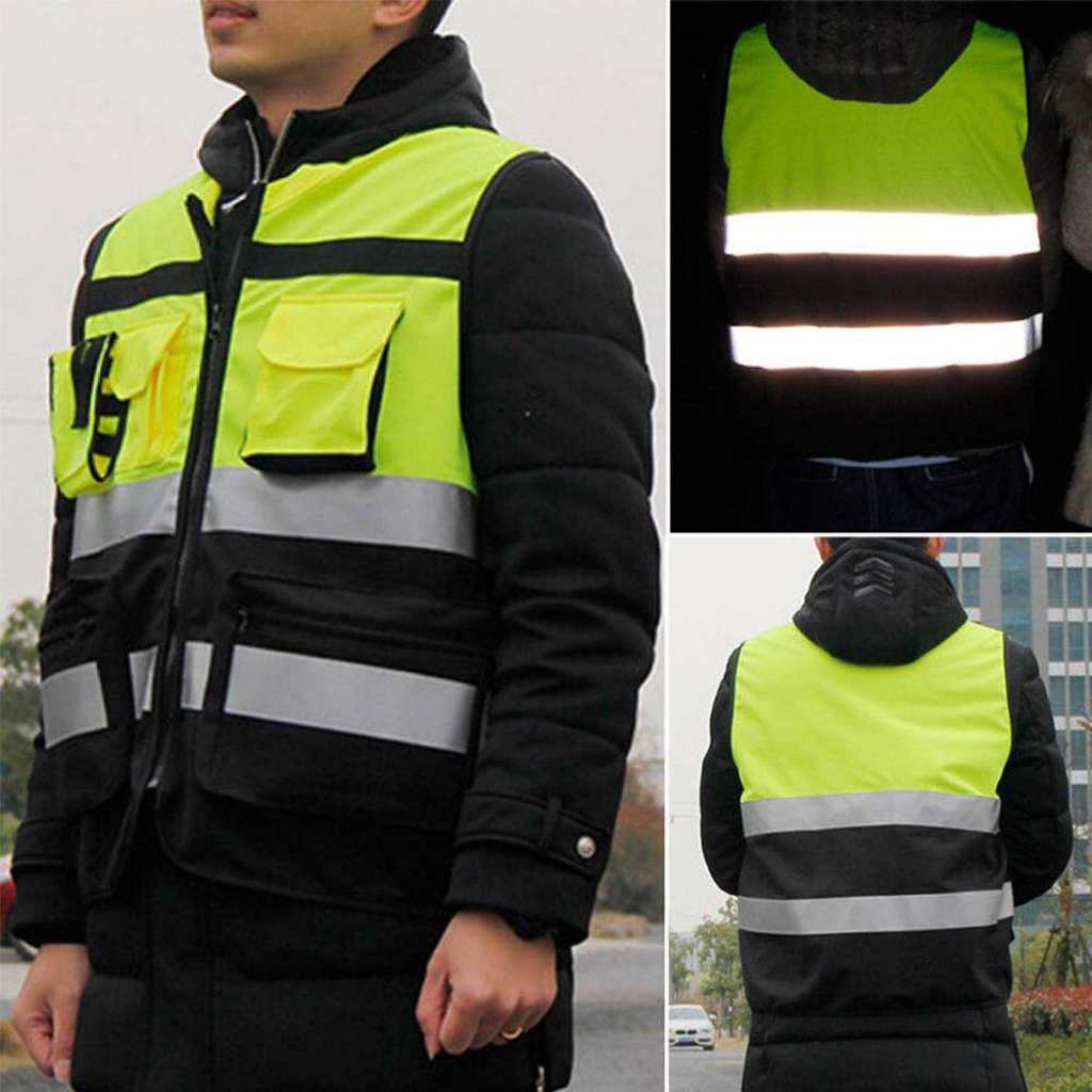 High Visibility Security Reflective Vest Multi Pockets Reflective Vest ...