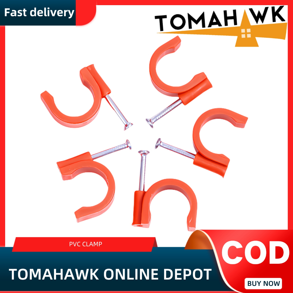 TOMAHAWK PVC CLAMP PER PACK (100PCS) 1/2 AND 3/4 WITH CONCRETE NAIL ...