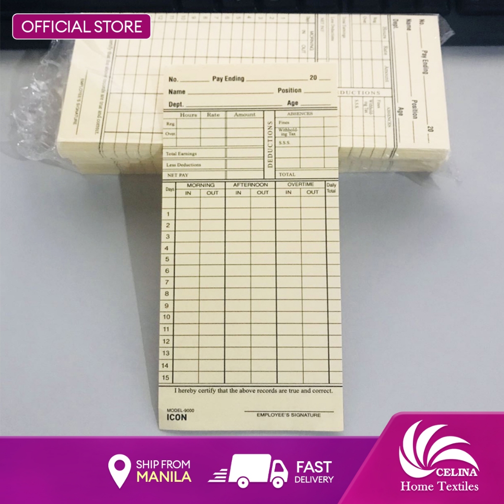 Celina Two-Sided Employee Attendance timecard 100pcs | Shopee Philippines