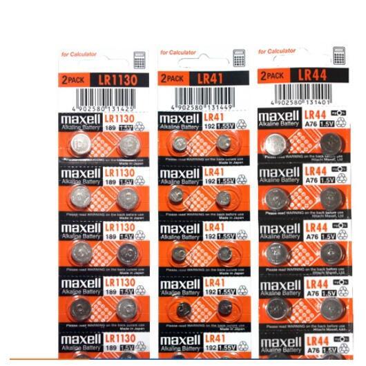 Watch Battery Maxell LR44 1.5V Alkaline Button Cell LR1154 AG13 G13 A76 76A L1154 (Price per pad ...