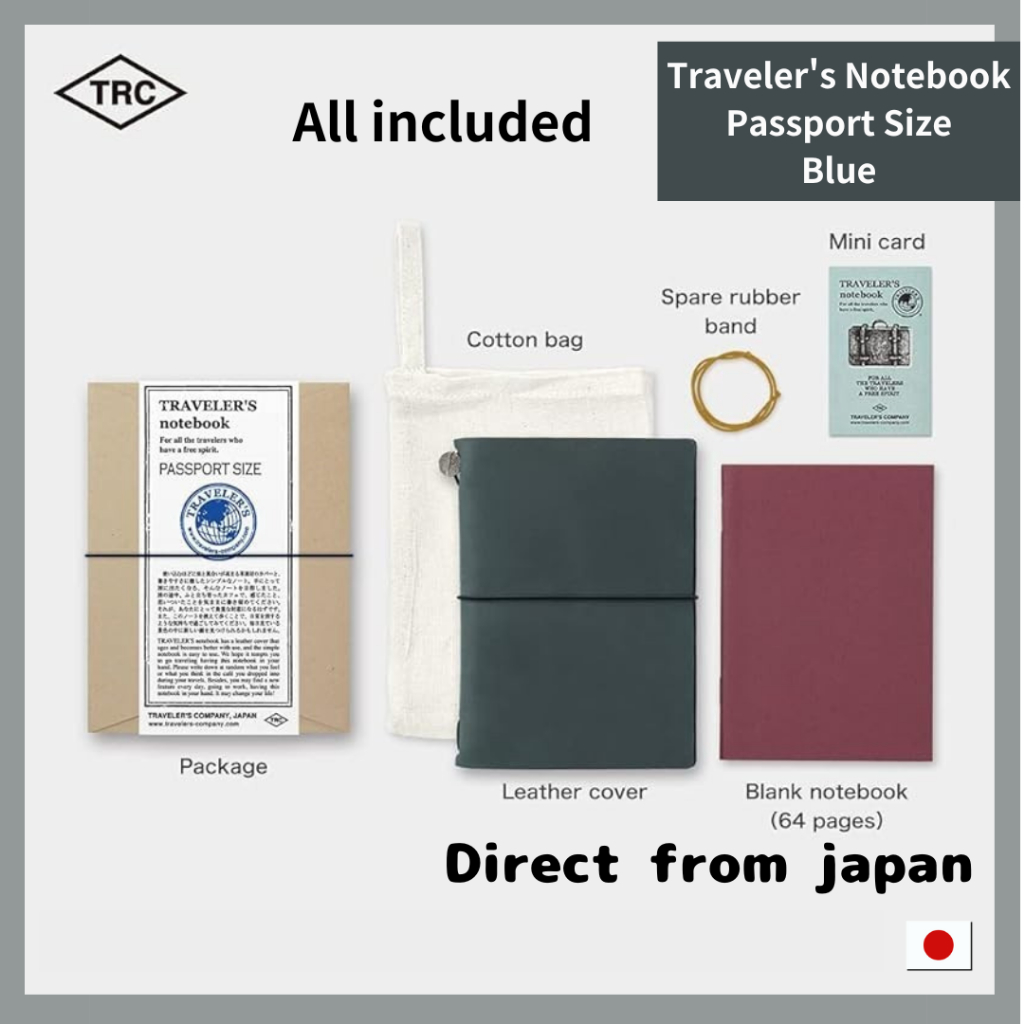 Traveler's notebook, passport size, limited edition, with card, blue ...