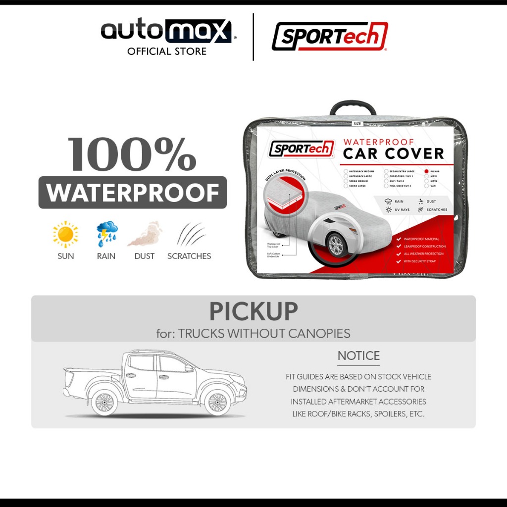 SPORTech 100% WATERPROOF Car Cover for Hatchback, Sedan, Crossover, SUV ...