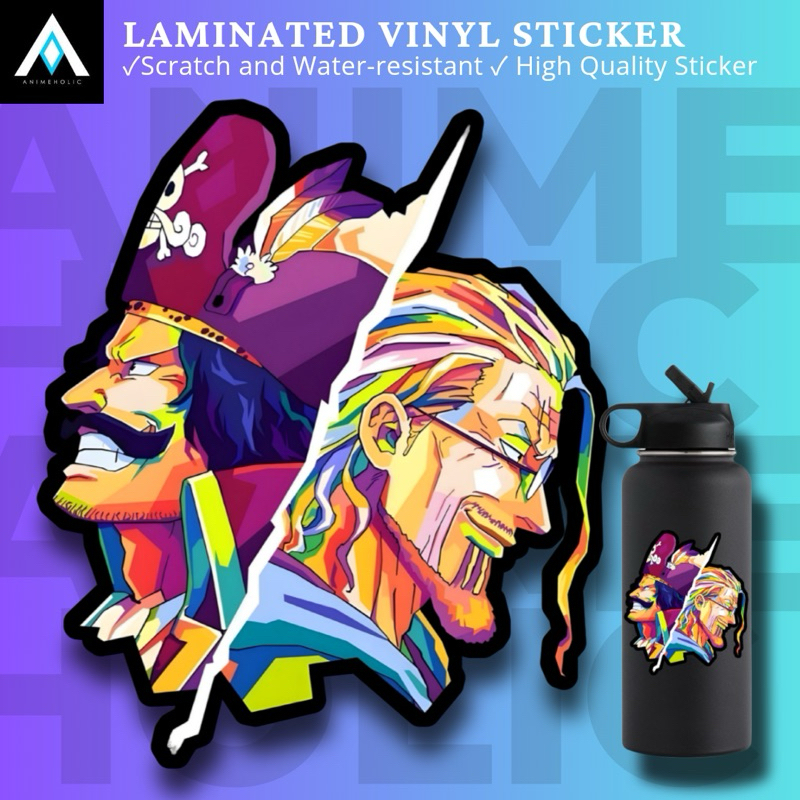 GOL D ROGER AND SILVERS RAYLEIGH FAN ART STICKER DESIGN LAMINATED VINYL ...