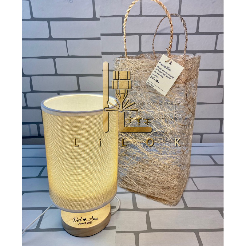 Personalized Lamp with Abaca Bag| Laser Engraved | | Shopee Philippines