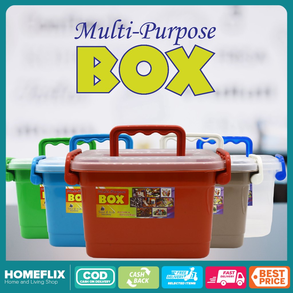 Homeflix Plastic Small 2.4L Multi-Purpose Storage Box with Handle / School Kit | Shopee Philippines