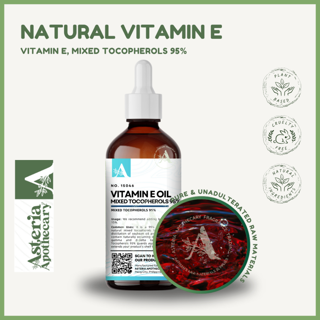 Vitamin E Oil, Mixed Tocopherols 95% | Natural Vitamin E (15mL, 30mL ...