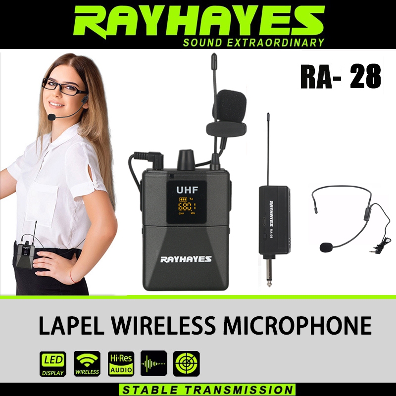 RAYHAYES Original Lapel Microphone Wireless Lavalier Mic With Bodypack ...