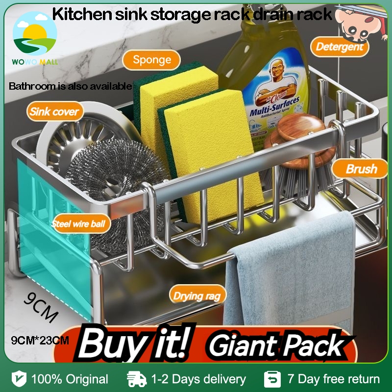 Kitchen sponge drain rack stainless steel bathroom sinks rack with ...