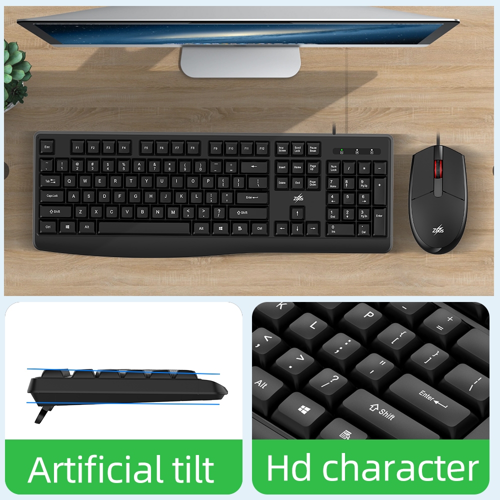 Zeus Office / School Keyboard And Mouse USB Wired Office Desktop Laptop ...