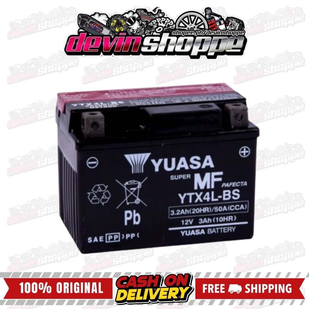 YUASA BATTERY YTX4L ORIGINAL MIO I 125 / M3 / SOUL I 125 / BEAT ...