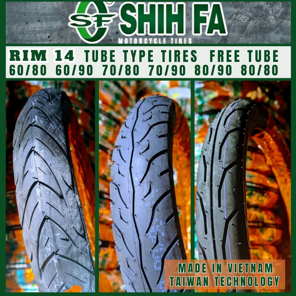 SHIHFA 60/80 60/90 70/90 70/80 80/80 80/90 RIM14 TUBETYPE TIRES FREE ...