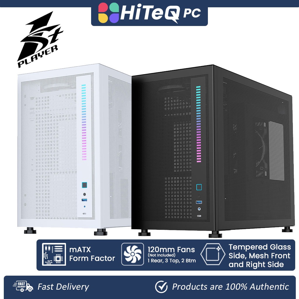 HiteqPC | MATX GAMING CASE W/MESH FRONT & TG-SIDE/ W/USB-C - 1STPLAYER ...