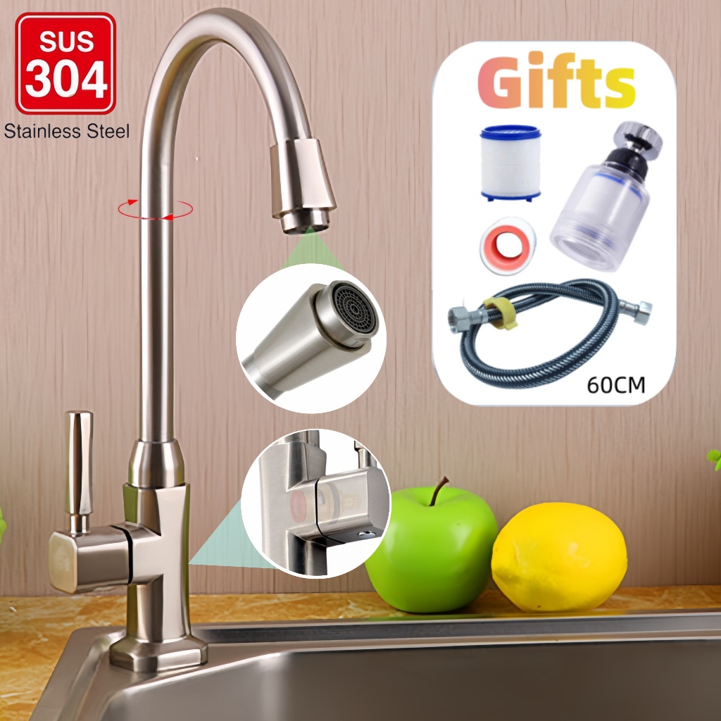 304 Stainless Steel Faucet For Sink Faucet Kitchen With Hose Home ...