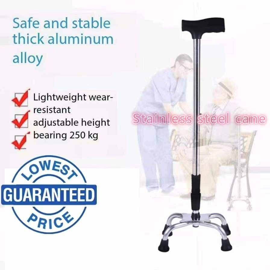 Quad Cane Adult Heavy Duty Stainless steel Trusty Cane for Elders ...