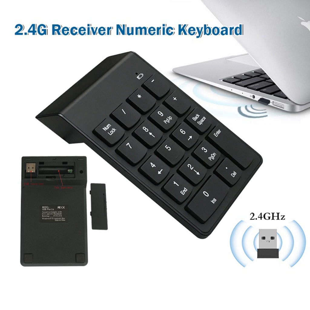 Keypad Mini Wireless Numeric Keypad Universal 18 Keys Digital Keyboard ...