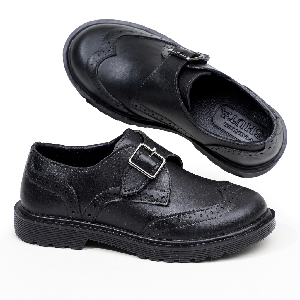 Shuta children's rubber black student shoes one-leg round-toe formal ...