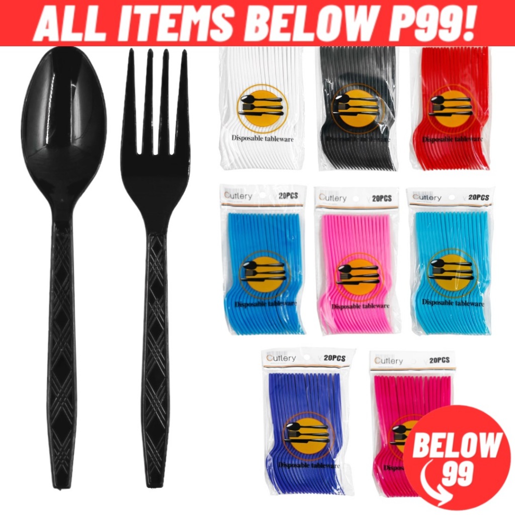 20 pcs Disposable Spoon & Fork Utensils For Birthday Party Birthday ...