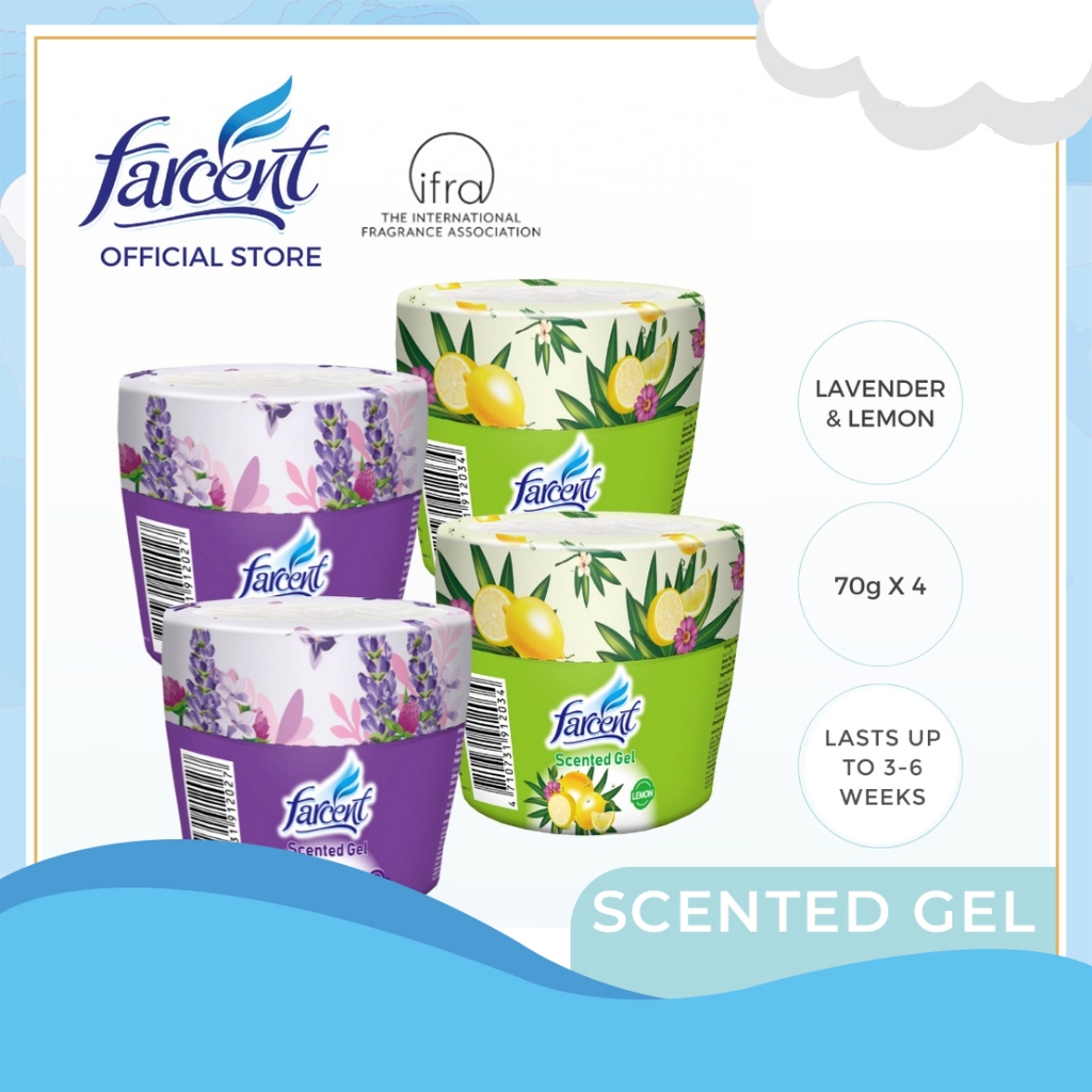 Farcent Air Freshener Scented Gel - Lavender and Lemon Set of 4 Bundle ...