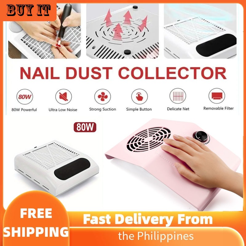 Ready Stock | White 80W Electric Nail Dust Vacuum Cleaner Collector ...