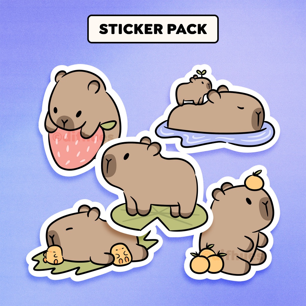Capybara Onsen Vinyl Laminated Stickers, Sticker Pack, Cute Capybaras ...