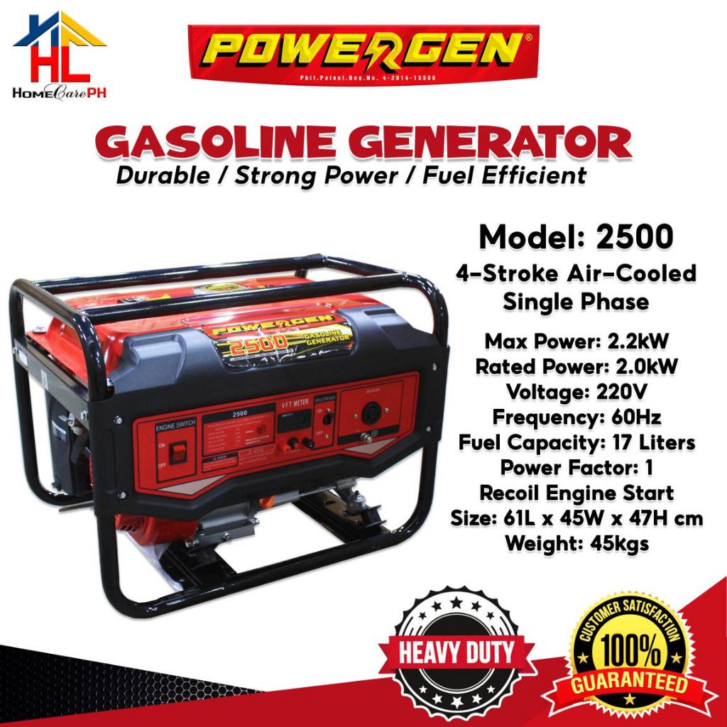Powergen Portable Gasoline Generator 2500 (2200Watts) | Shopee Philippines