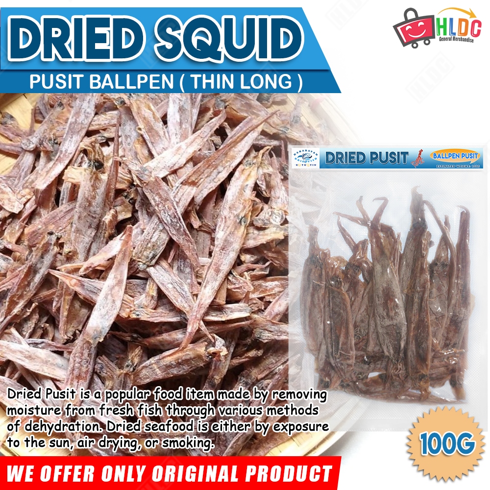 Dried Pusit Ballpen Pusit 100g / 200g Chewy Squid / Sun-dried Squid ...