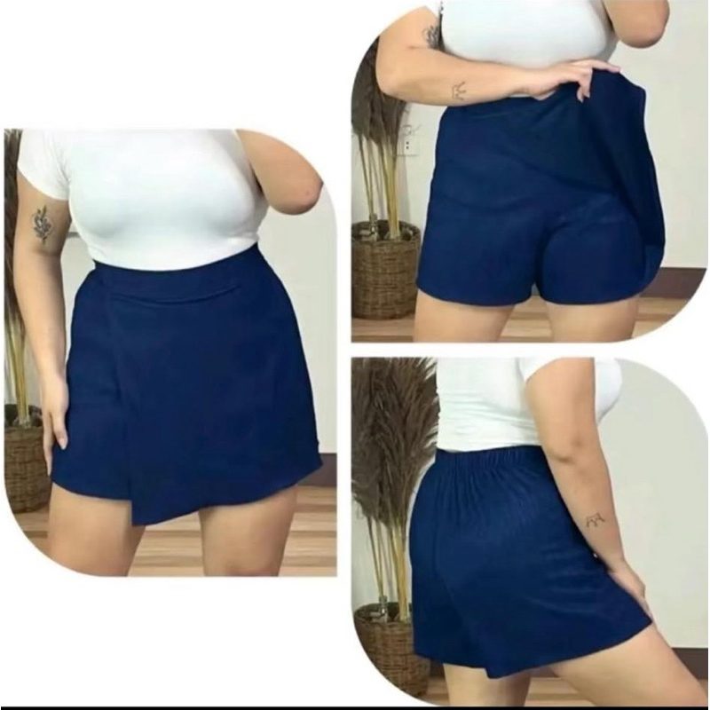 M-5XL PLUS SIZE RHIAN SKORT HIGH WAIST SHORTS XL-3XL CREPE overlap ...