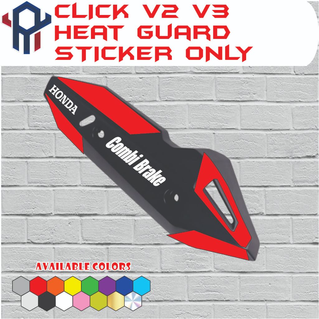 honda click v2 v3 v4 125 150 combi break heat guard STICKER ONLY ...