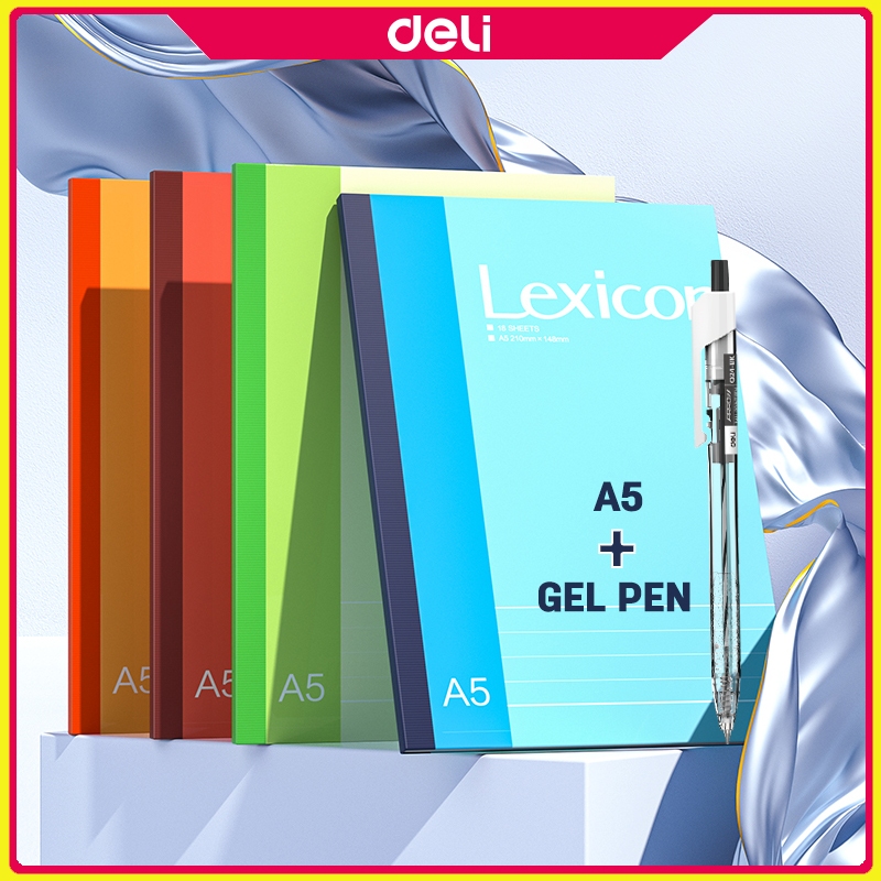Deli Student Study Set (Notebook + Gel Pen) Wireless Binding Notebooks ...