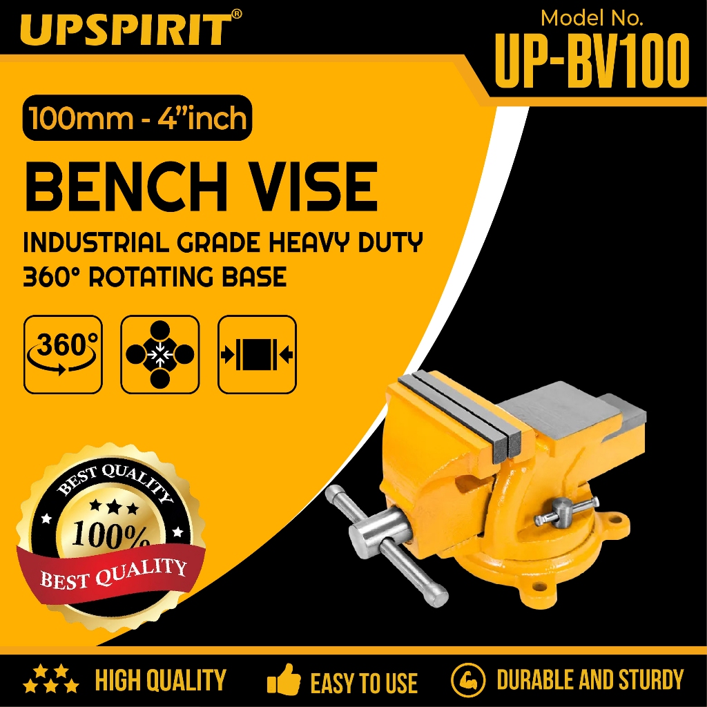 UPSPIRIT Heavy Duty Bench Vise 360 Degree Swivel Base With Anvil Rotary ...