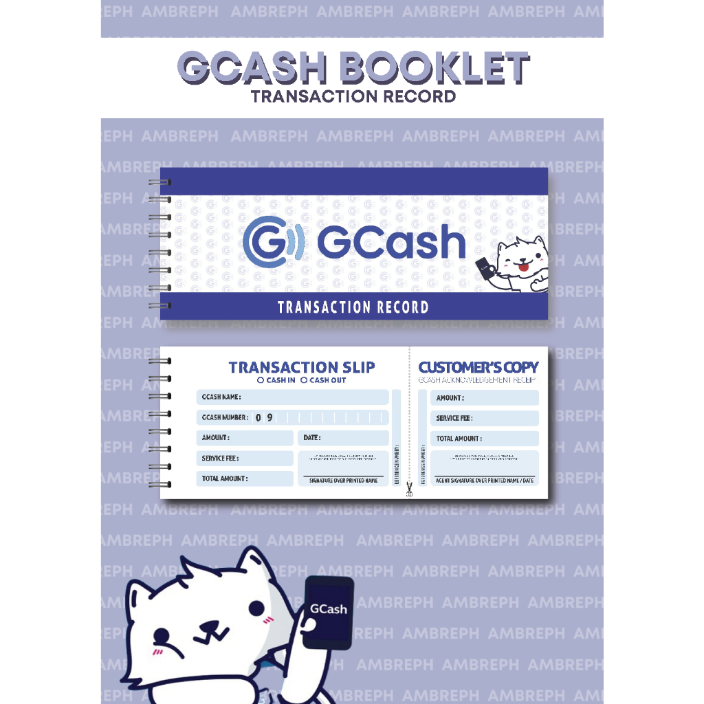 AMBREPH: GCASH SLIP BOOKLET TRANSACTION RECORD l CASHIN CASHOUT A6 ...