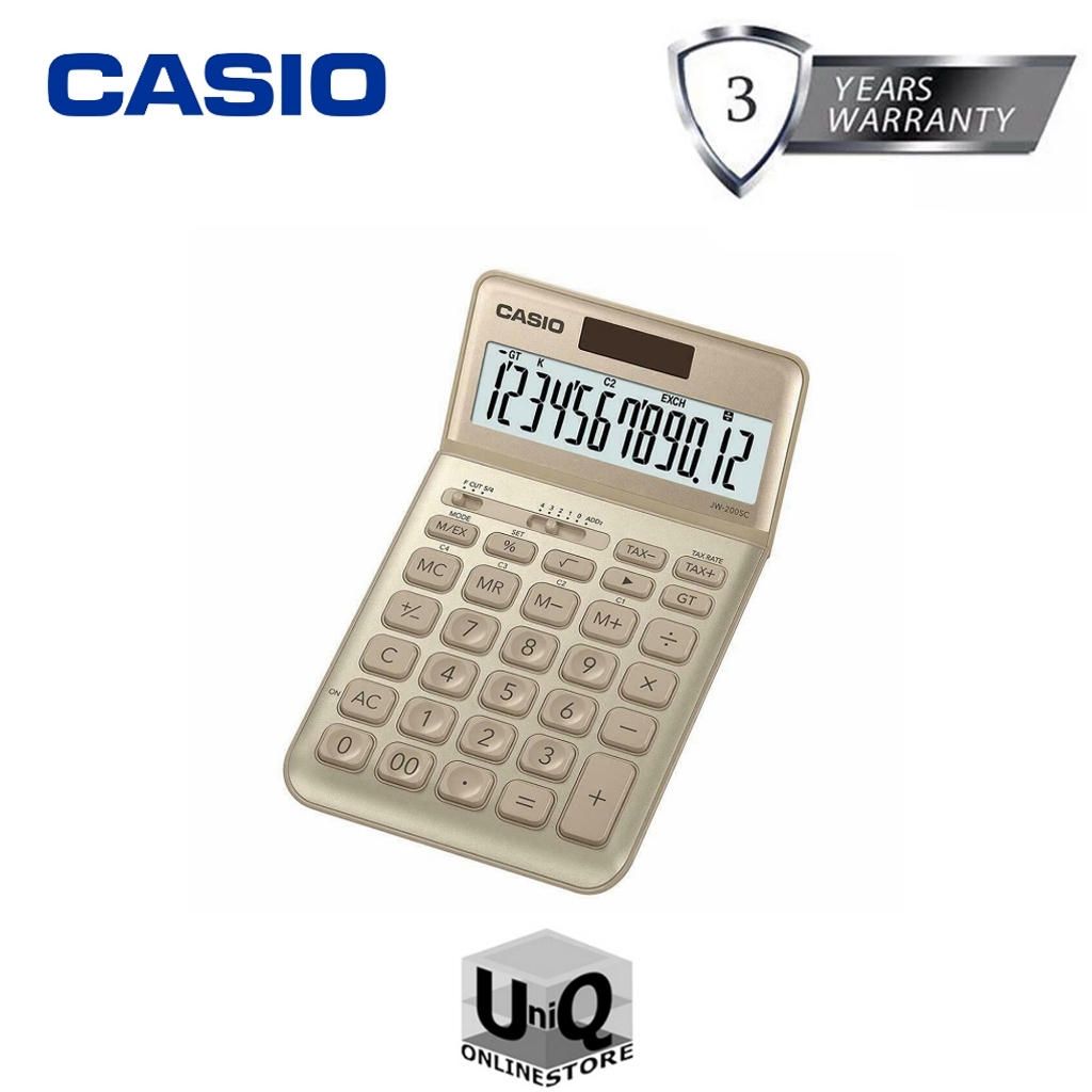 Casio JW-200SC-GD Stylish Calculator (Gold), Compact Desk Type ...