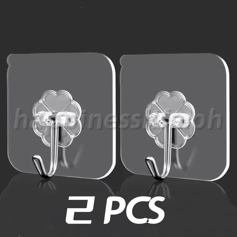 2pcs Transparent hook Bathroom hook Kitchen hook Traceless strong ...
