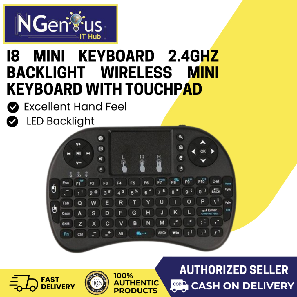 I8 Mini Keyboard 2.4GHz Backlight Wireless Mini Keyboard with Touchpad ...