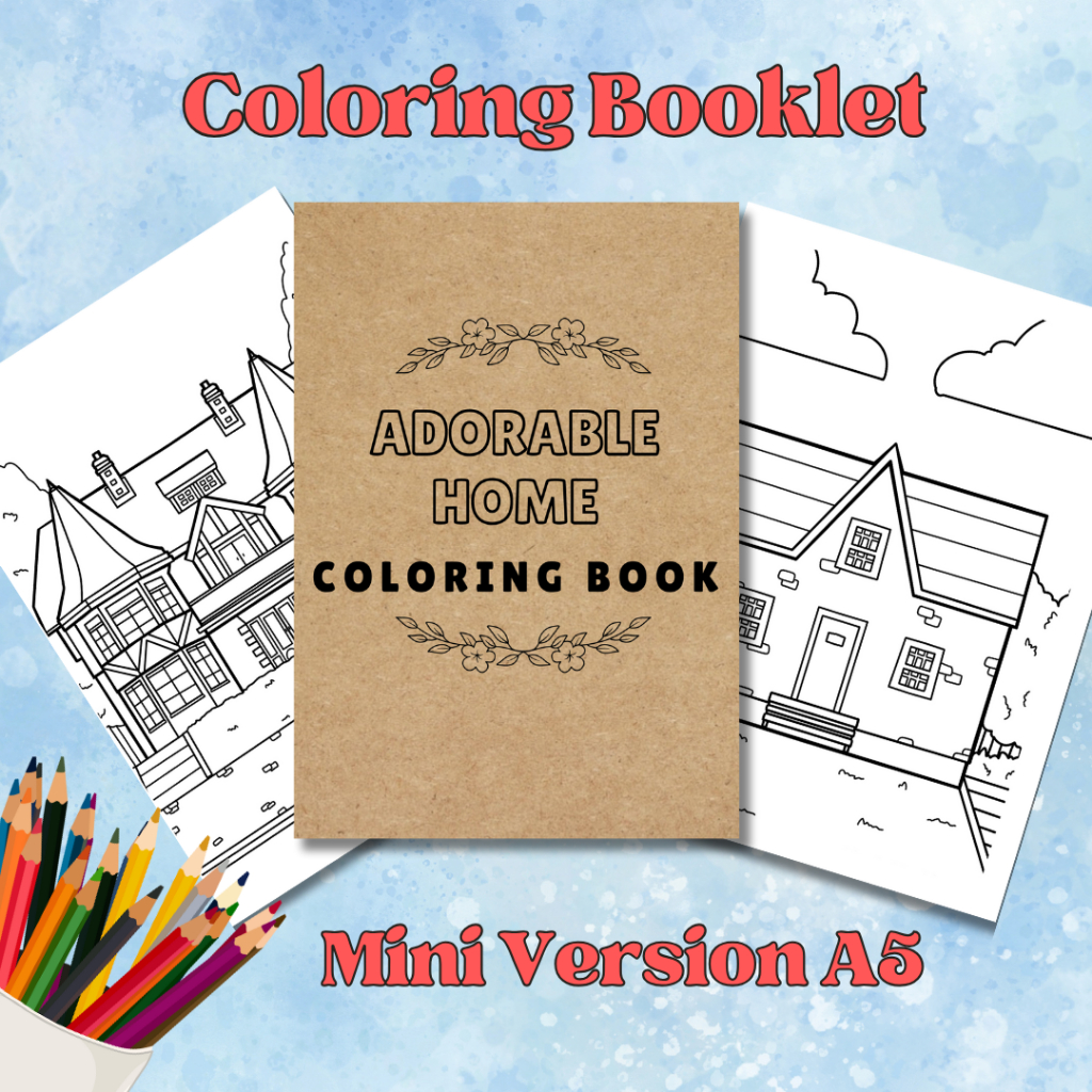 Adorable Home or House Adult Coloring Book Mini Version Size A5 ...
