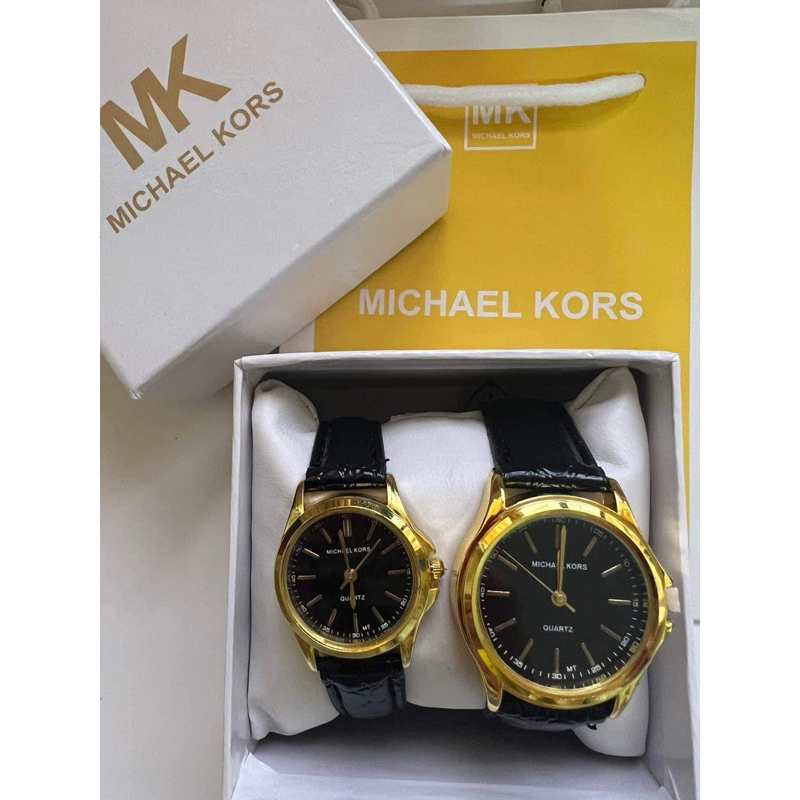 ATW mk couple watch leather with box paper bag complete set | Shopee ...