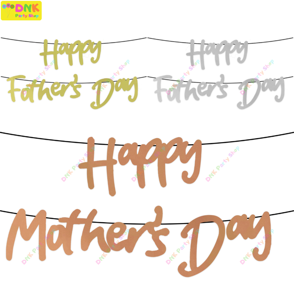 Happy Mother's Father's Day Banner Banderitas Script Cursive Letter ...