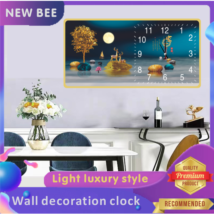Modern Wall Clock Nordic Light Luxury Landscape Decorative Clocks ...
