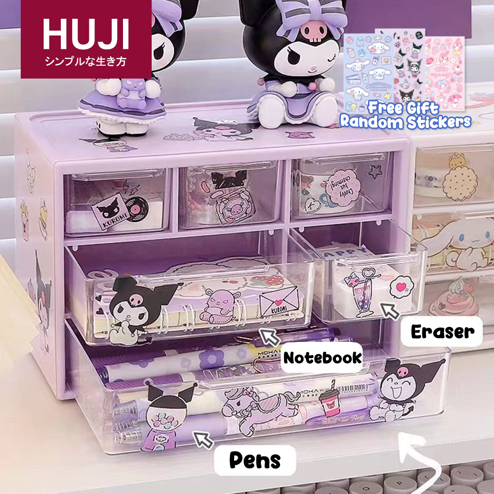 6 slot Drawers Small Cute Desktop Organizer Stationary Storage Box with ...