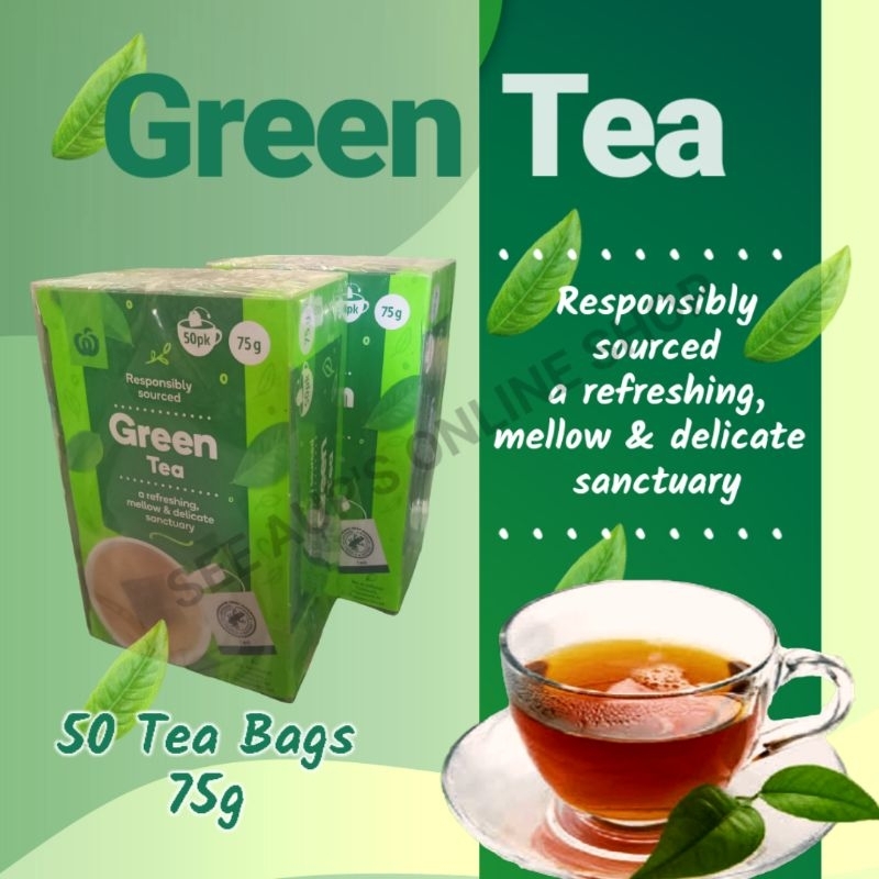 GREEN TEA (50 BAGS) 75G WOOLWORTH TEA | Shopee Philippines