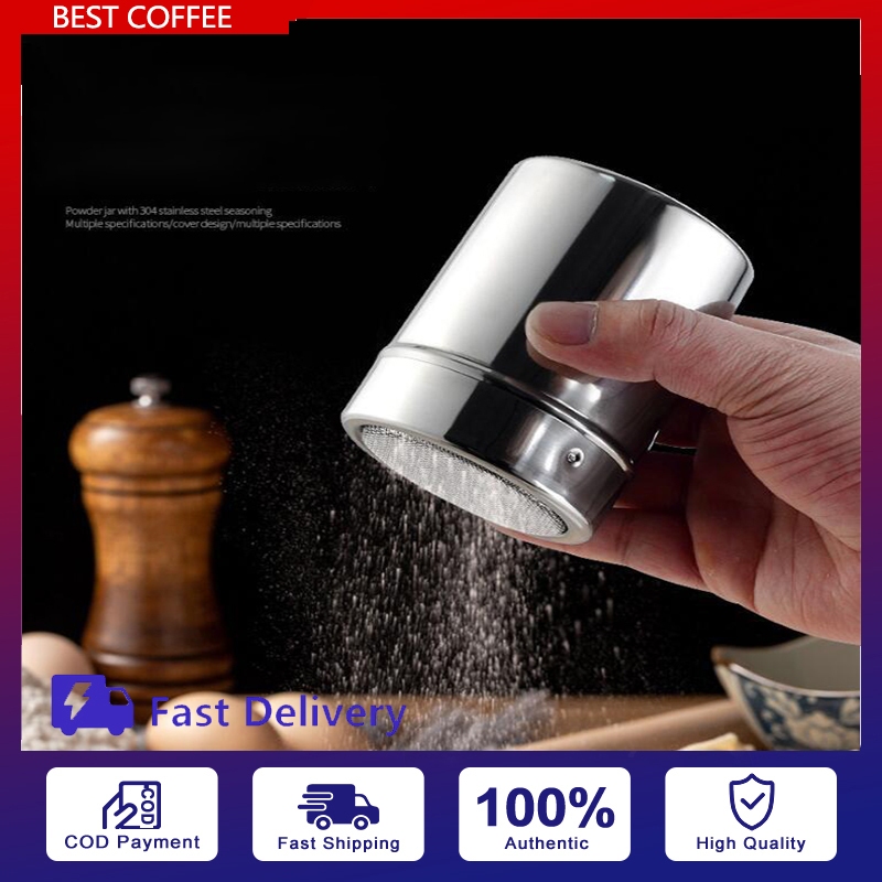 HOT ️Stainless Steel Sieve Jar Powder Sugar Shaker with Lid Cocoa ...