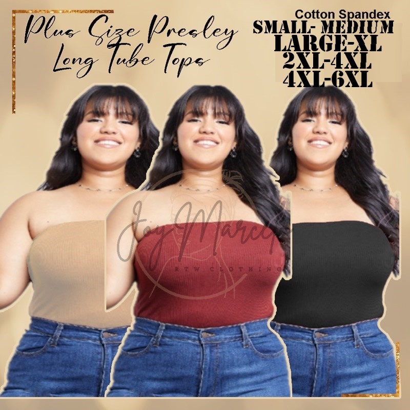 Plus Size Presley Long Tube Tops for women top small large - xl , 2xl ...