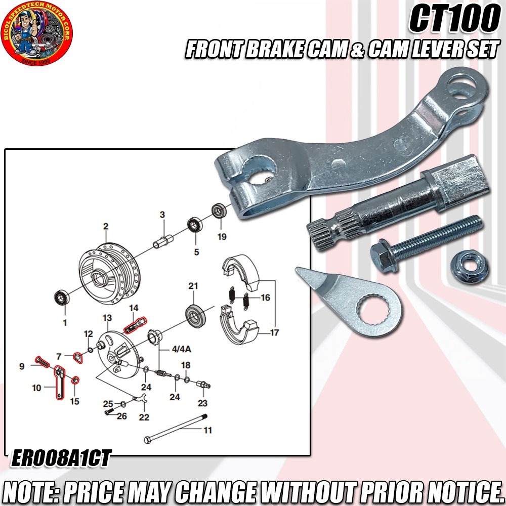 CT100 FRONT BRAKE CAM & CAM LEVER SET (ER008A1CT) | Shopee Philippines