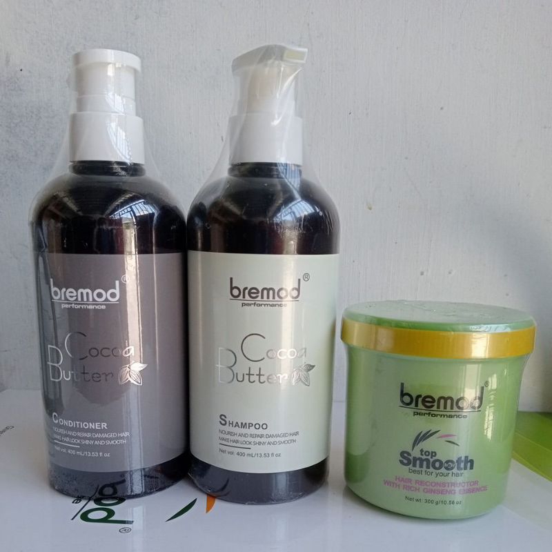 bremod cocoa butter shampoo+ bremod conditioner 400ml+bremod top smooth ...